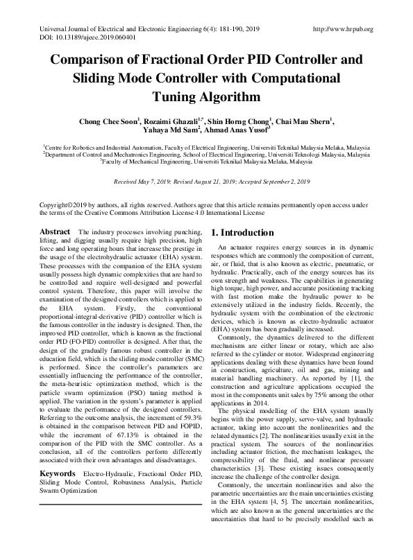 (PDF) Comparison of Fractional Order PID Controller and Sliding Mode ...