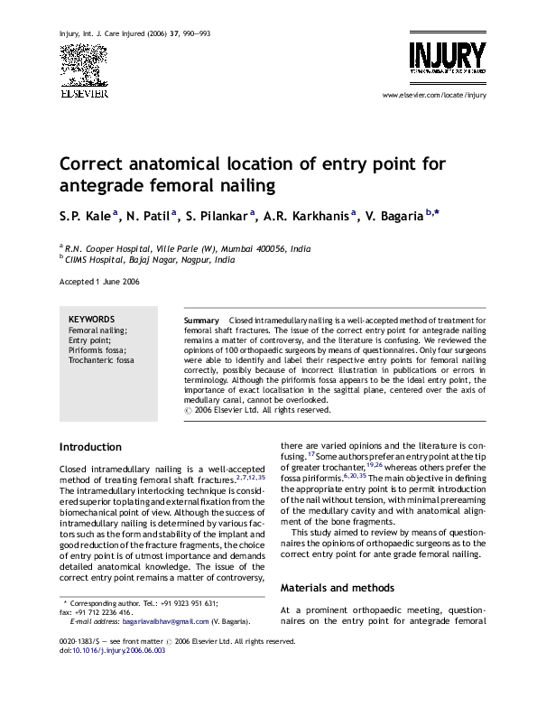 (PDF) Correct anatomical location of entry point for antegrade femoral ...