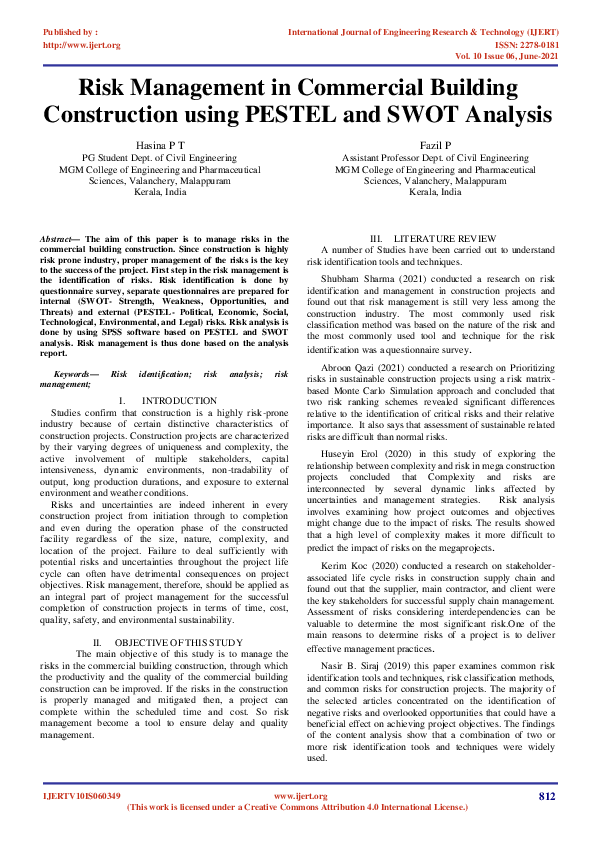 (PDF) IJERT-Risk Management in Commercial Building Construction using ...