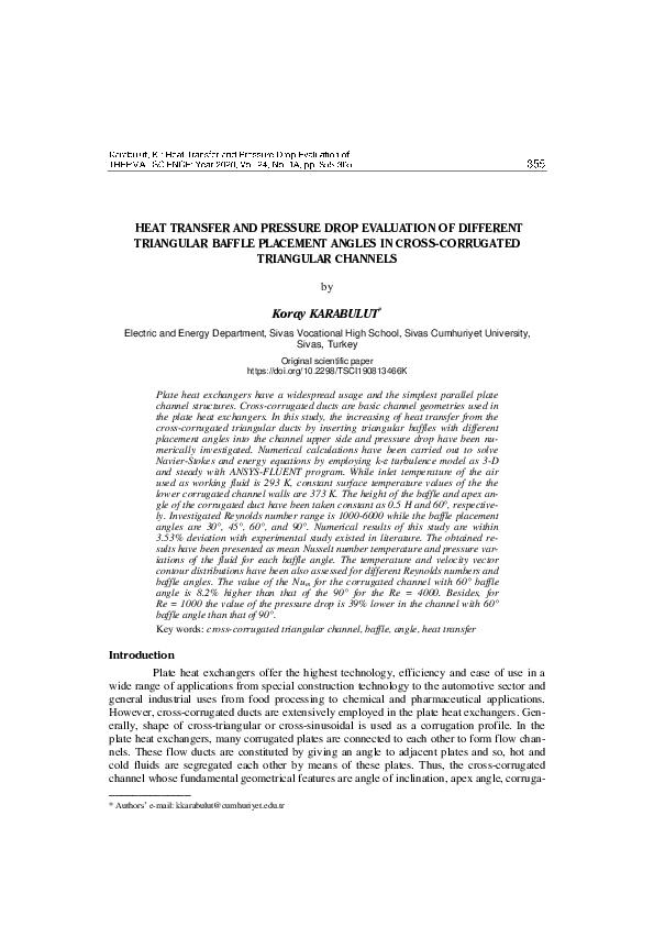 (PDF) Heat transfer and pressure drop evaluation of different ...