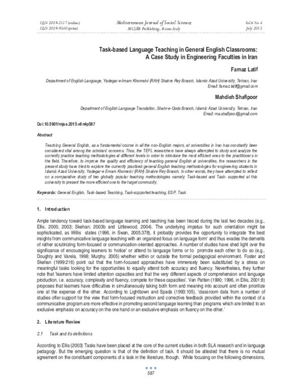 (PDF) Task-based Language Teaching in General English Classrooms: A ...