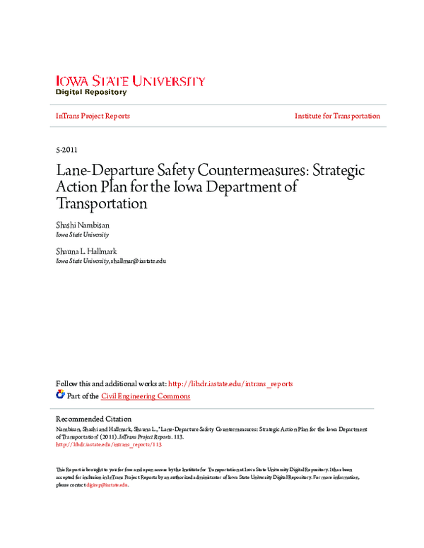(PDF) Lane-Departure Safety Countermeasures: Strategic Action Plan for ...