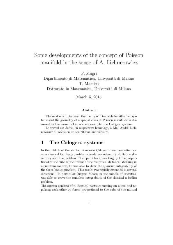 (PDF) Some developments of the concept of Poisson manifolds in the ...