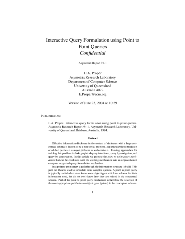 (PDF) Interactive query formulation using point to point queries