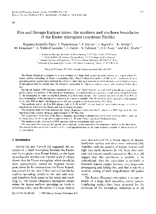 (PDF) Pito and Orongo fracture zones: the northern and southern ...