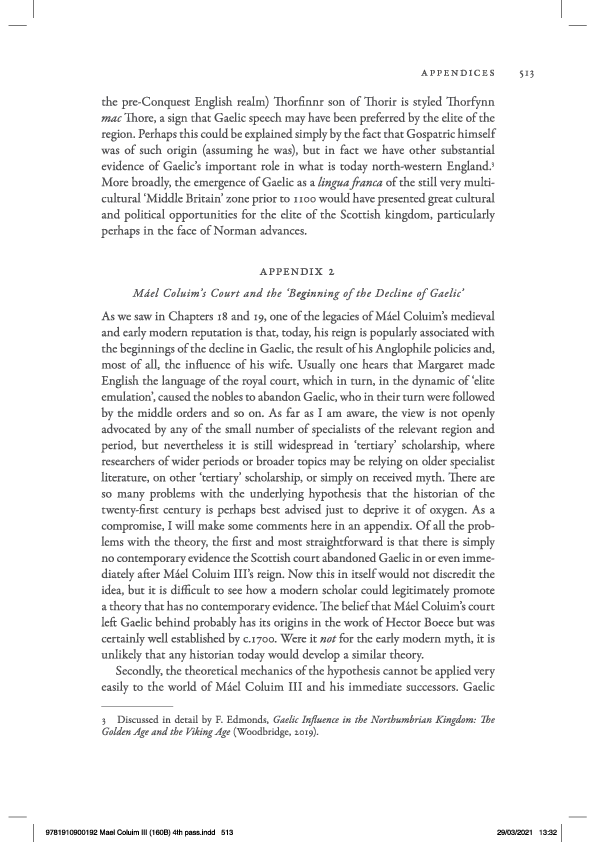 (PDF) Appendix 2: Máel Coluim III and the Decline of Gaelic