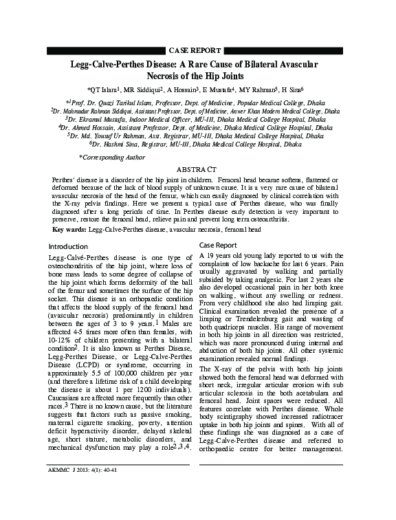 (PDF) Legg-Calve-Perthes Disease: A Rare Cause of Bilateral Avascular ...