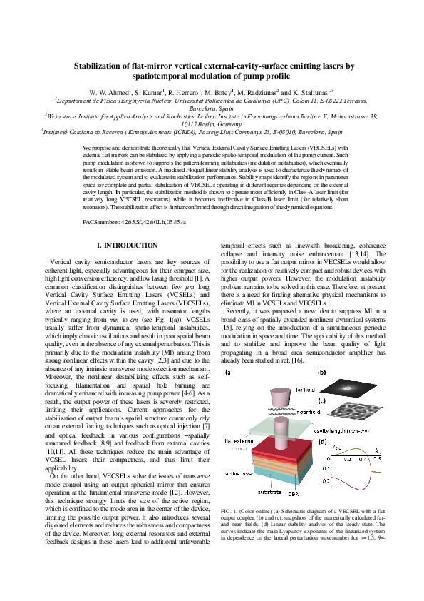 (PDF) Stabilization of flat-mirror vertical-external-cavity surface-emitting lasers by ...