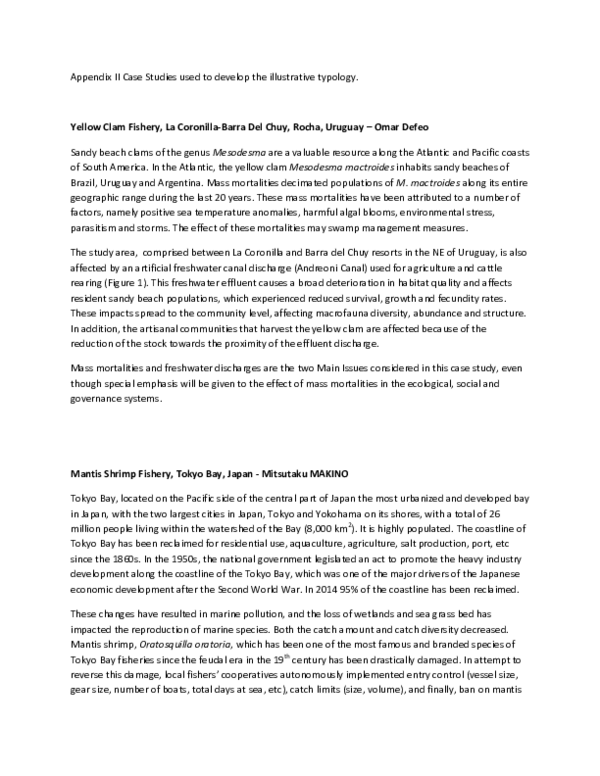 (PDF) Appendix II Case Studies used to develop the illustrative typology