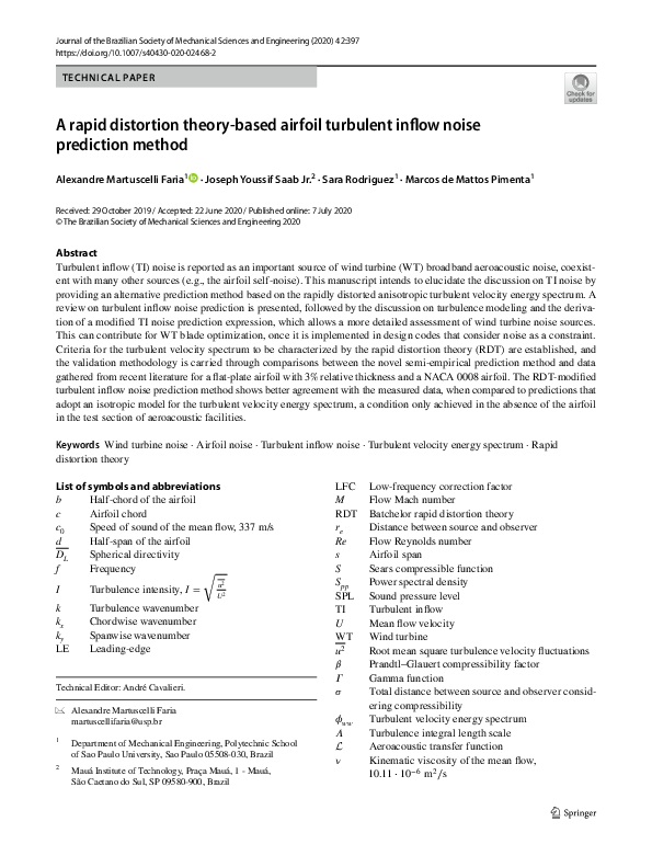 (PDF) A rapid distortion theory-based airfoil turbulent inflow noise prediction method
