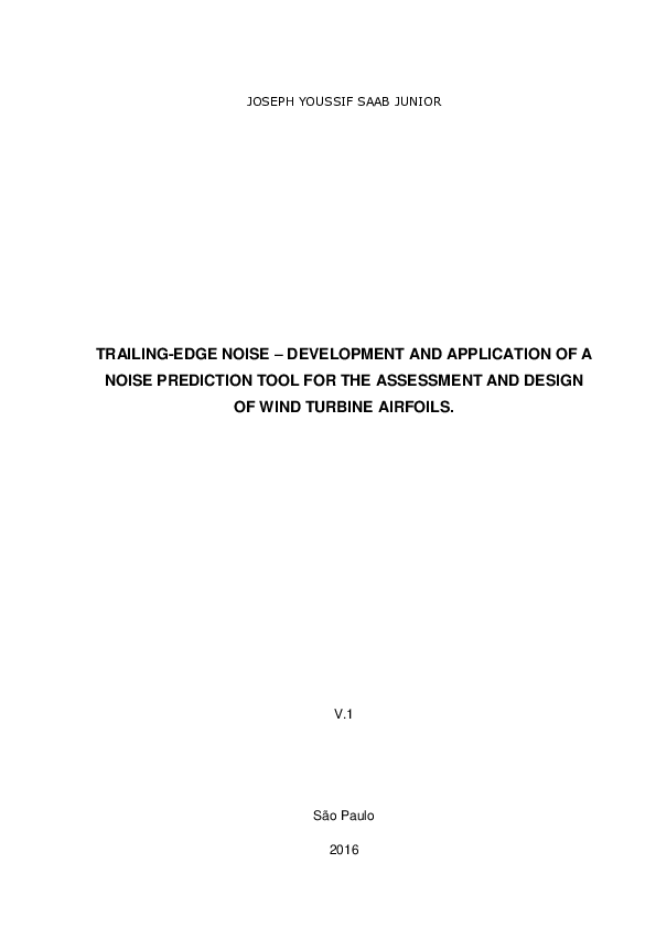 Pdf Trailing Edge Noise Development And Application Of A Noise