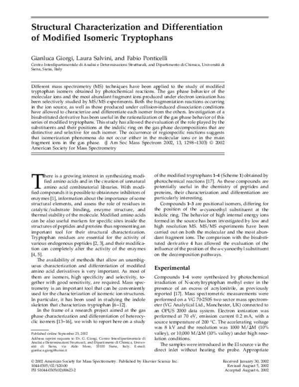 (PDF) Structural Characterization and Differentiation of Modified ...