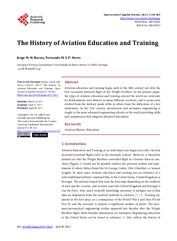 (PDF) The History of Aviation Education and Training