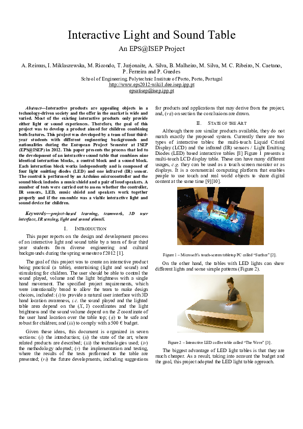 (PDF) Interactive light and sound table: an EPS@ISEP project