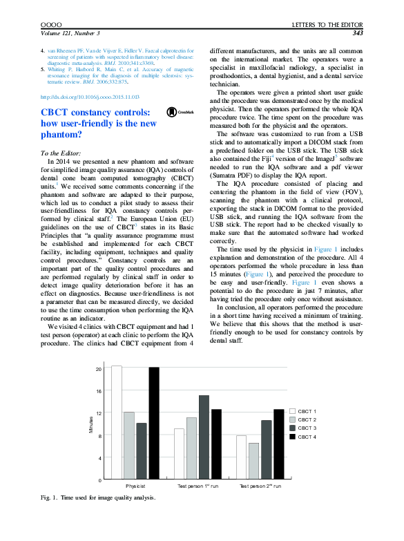 (PDF) CBCT constancy controls: How user-friendly is the new phantom?