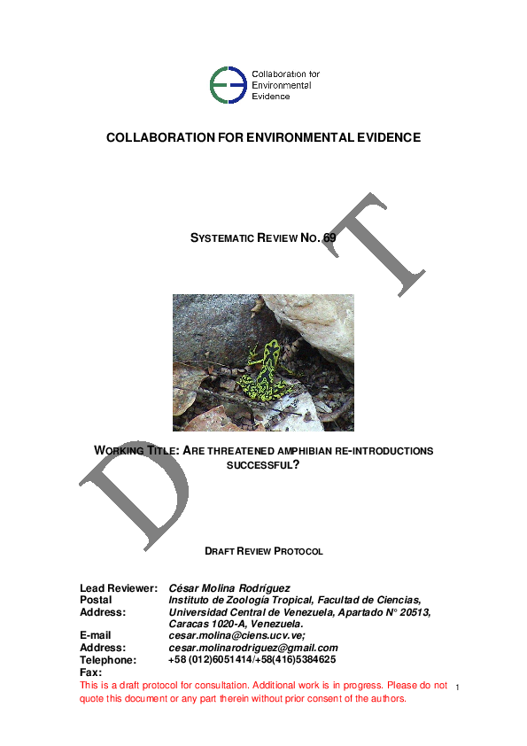(PDF) Collaboration for Environmental Evidence | Rosa Oliveira ...