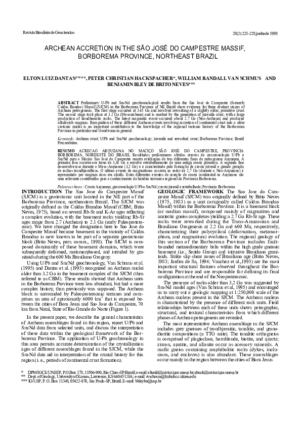 (PDF) Archean accretion in the São José do Campestre Massif, Borborema ...