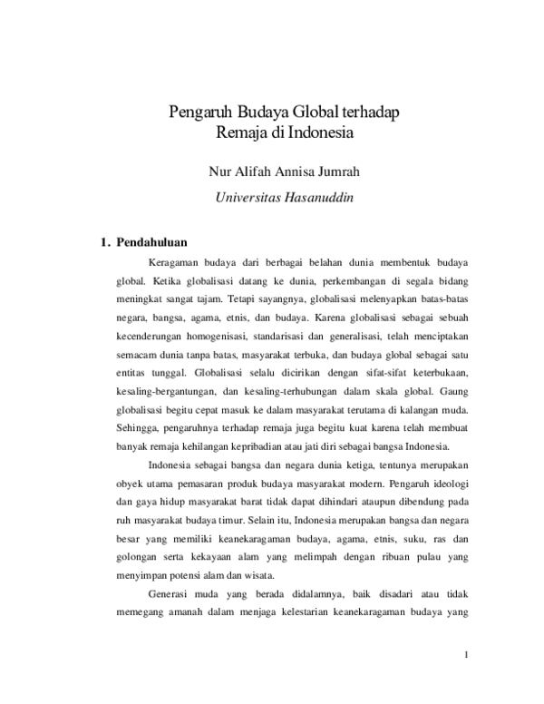(PDF) Pengaruh Budaya Global terhadap Remaja di Indonesia