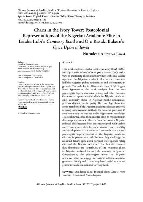 (PDF) Chaos in the Ivory Tower: Postcolonial Representations of the ...