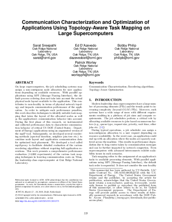 (PDF) Communication Characterization and Optimization of Applications Using Topology-Aware Task ...