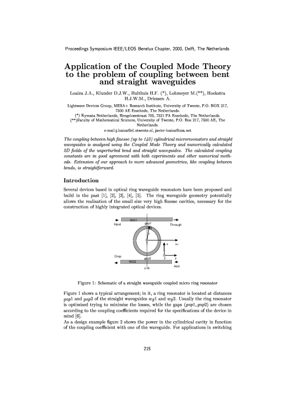 (PDF) Application of the coupled mode theory to the problem of coupling between bent and ...