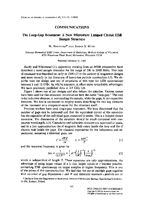 (PDF) The loop-gap resonator: a new microwave lumped circuit ESR sample ...