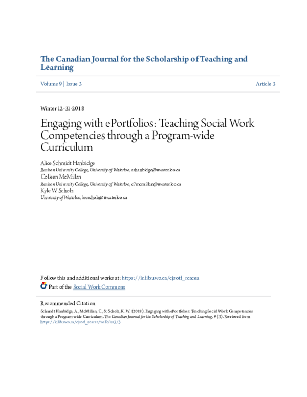 (PDF) Engaging with ePortfolios: Teaching Social Work Competencies ...