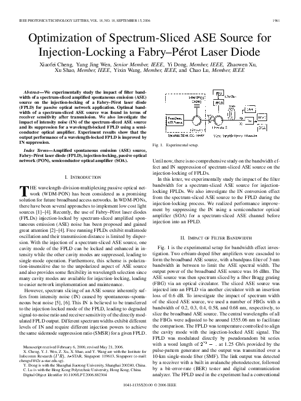 (PDF) Optimization of Spectrum-Sliced ASE Source for Injection-Locking ...