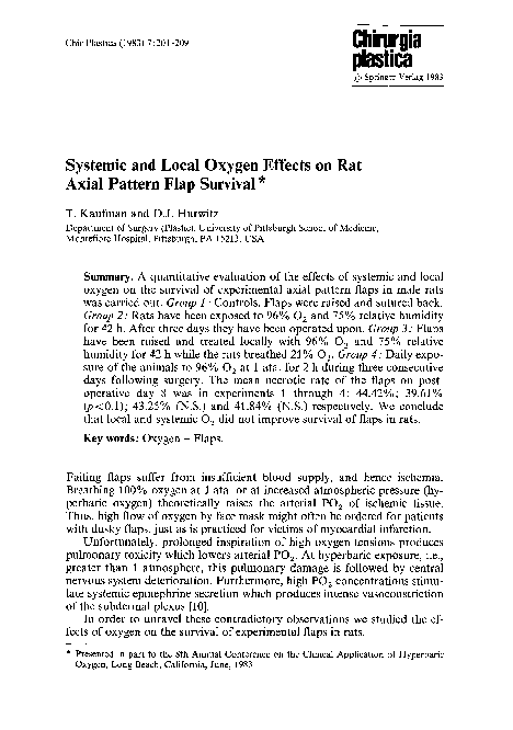 (PDF) Systemic and local oxygen effects on rat axial pattern flap survival