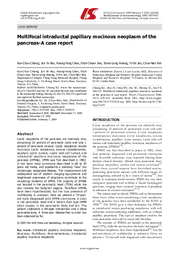 (PDF) Multifocal intraductal papillary mucinous neoplasm of the ...