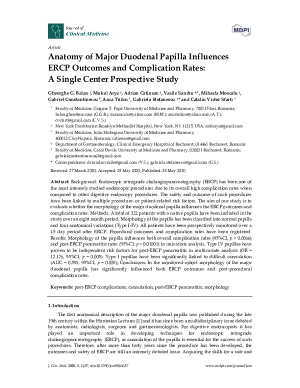 (PDF) Anatomy of Major Duodenal Papilla Influences ERCP Outcomes and ...