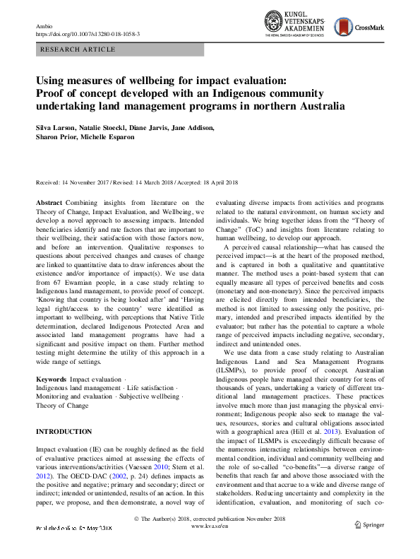 (PDF) Using measures of wellbeing for impact evaluation: Proof of ...