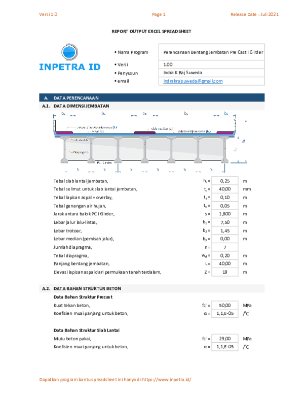 (PDF) V1.00 Perencanaan Bentang Jembatan PC I Girder
