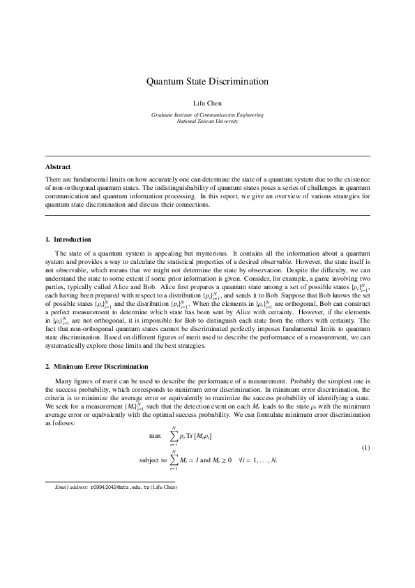 (PDF) Quantum State Discrimination