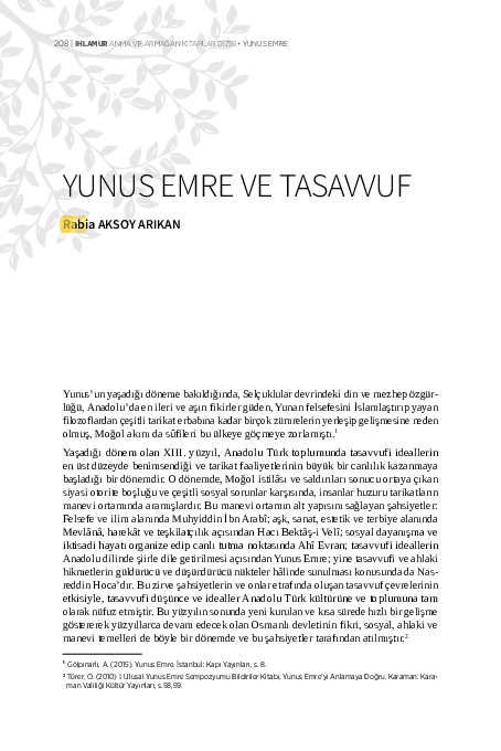 (PDF) YUNUS EMRE VE TASAVVUF