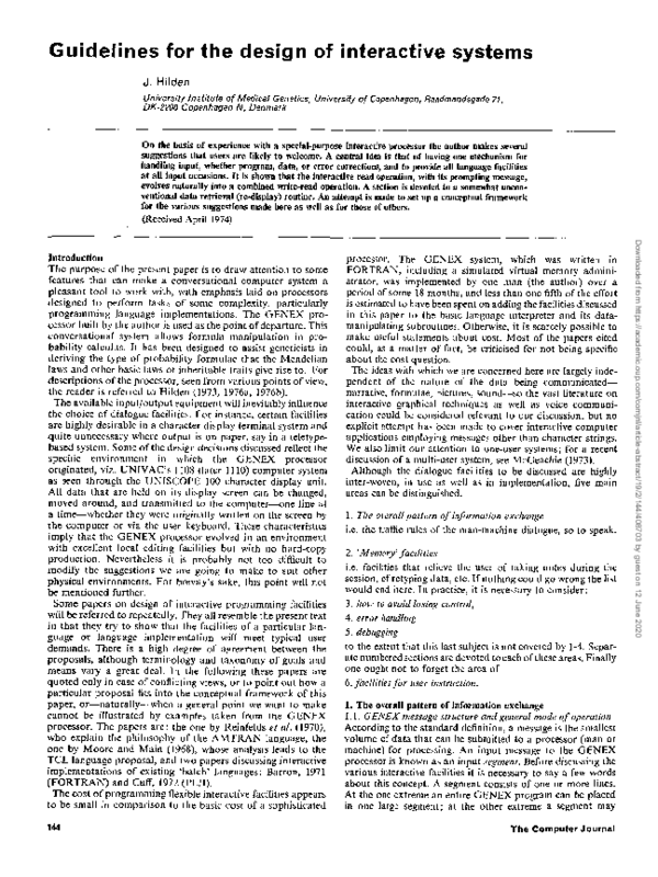 (PDF) Guidelines for the Design of Interactive Systems