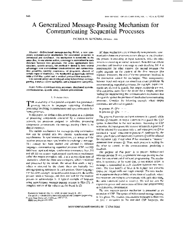(PDF) A generalized message-passing mechanism for communicating ...