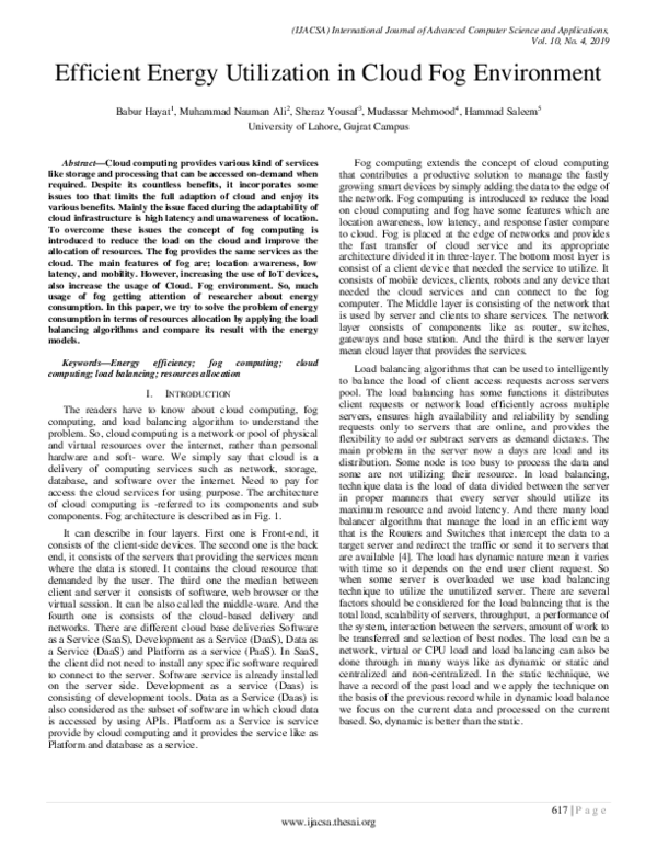 (PDF) Efficient Energy Utilization in Cloud Fog Environment