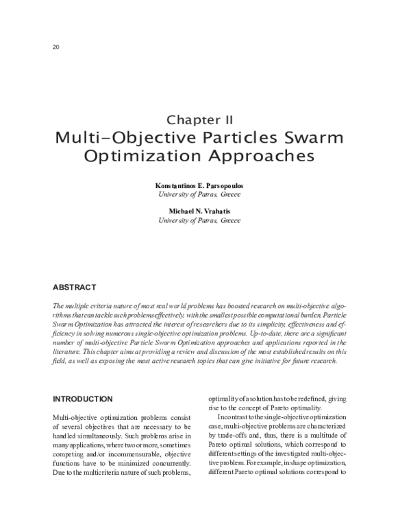 (PDF) Multi-objective particle swarm optimization approaches