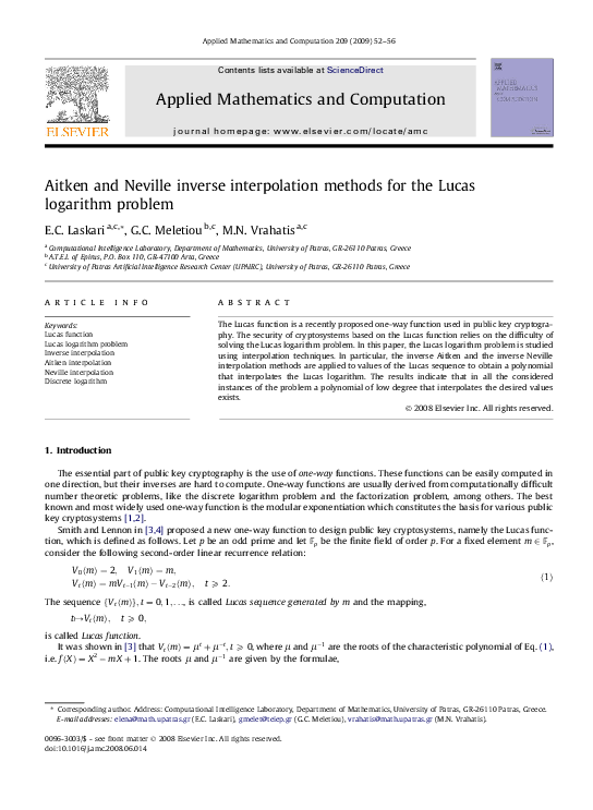 (PDF) Aitken and Neville inverse interpolation methods for the Lucas ...