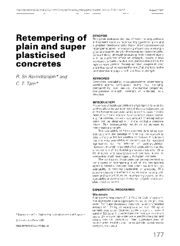 (PDF) Retempering of plain and super plasticised concretes