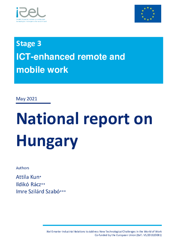 (PDF) ICT-enhanced remote and mobile work - National report on Hungary