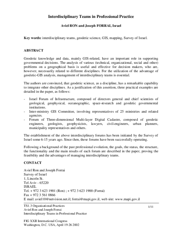 (PDF) Interdisciplinary Teams in Professional Practice | Joseph Forrai ...