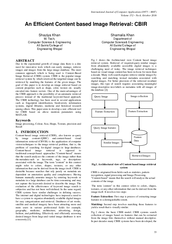 (PDF) An Efficient Content based Image Retrieval: CBIR