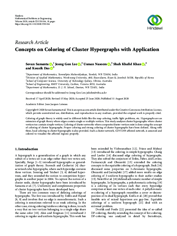 (PDF) Concepts on Coloring of Cluster Hypergraphs with Application
