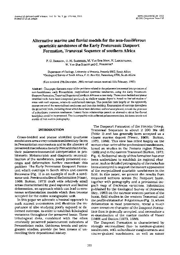 (PDF) Alternative marine and fluvial models for the non-fossiliferous ...