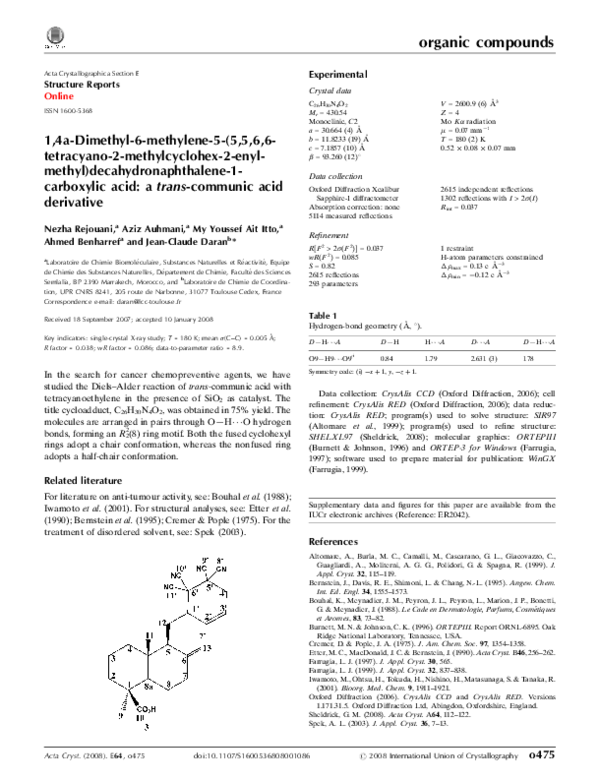 (PDF) 1,4a-Dimethyl-6-methylene-5-(5,5,6,6-tetracyano-2-methylcyclohex ...
