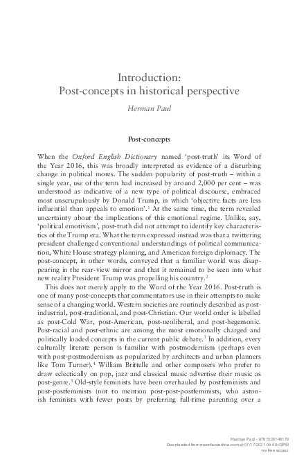 (PDF) Introduction: Post-concepts in historical perspective (2021)