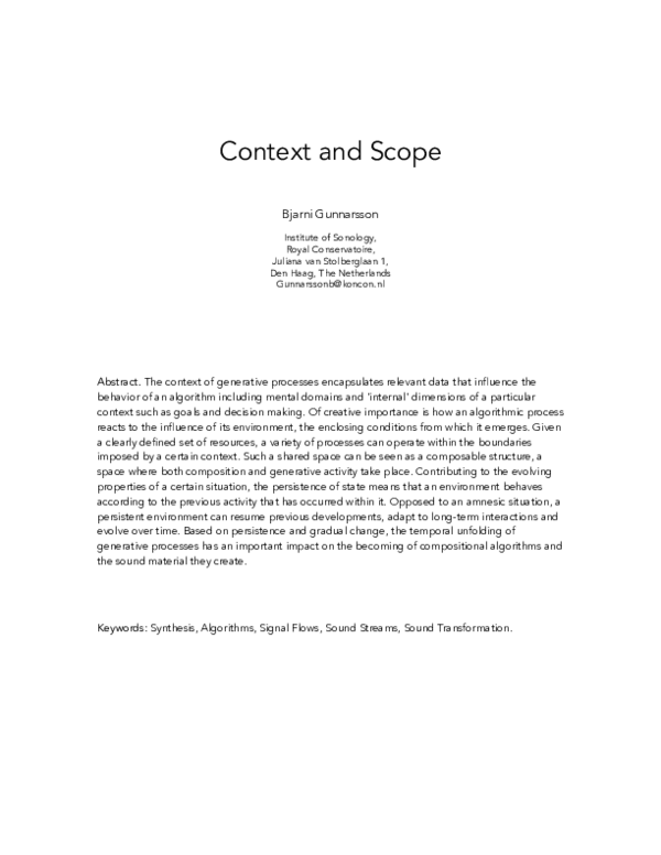 (PDF) Context and Scope