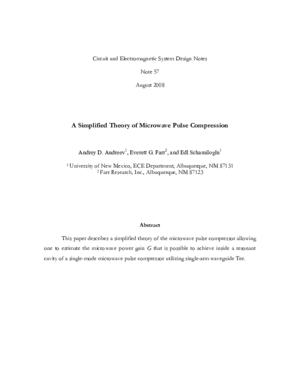 (PDF) A simplified theory of microwave pulse compression